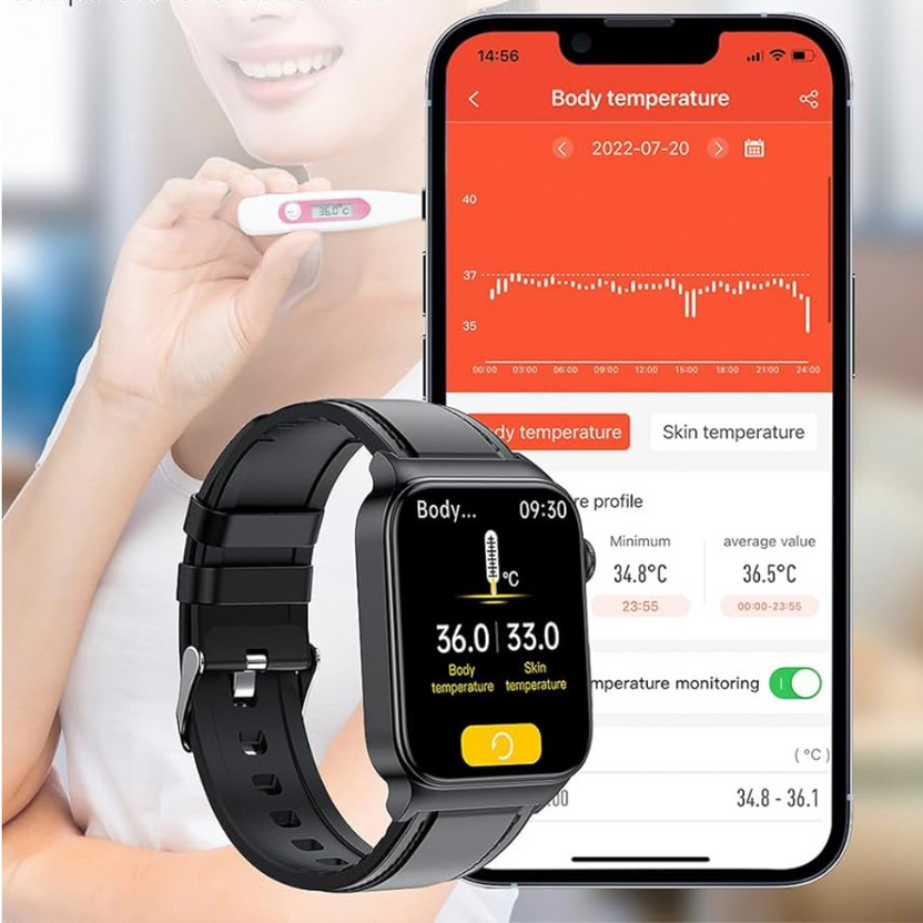SmartWare Pulse Glucose Blood Sugar Diabetes and ECG Smart Watch ...