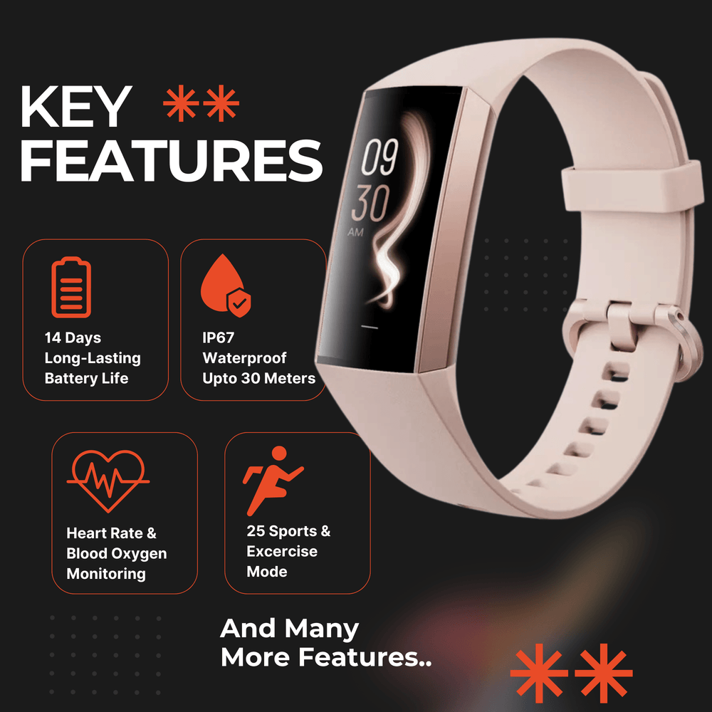 SmartWare Aqua Waterproof Smart Fitness Tracker Watch Heart Rate Fitbit ...